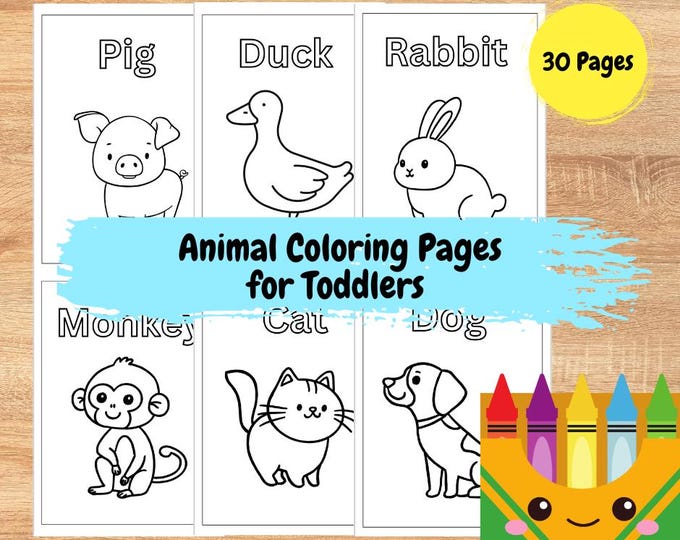 Simple Animal Colouring Pages for Kids, Toddlers and Preschoolers (30 ...