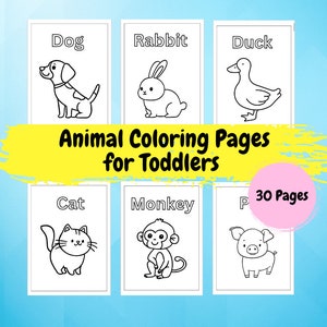 Simple Animal Colouring Pages for Kids, Toddlers and Preschoolers 30 ...