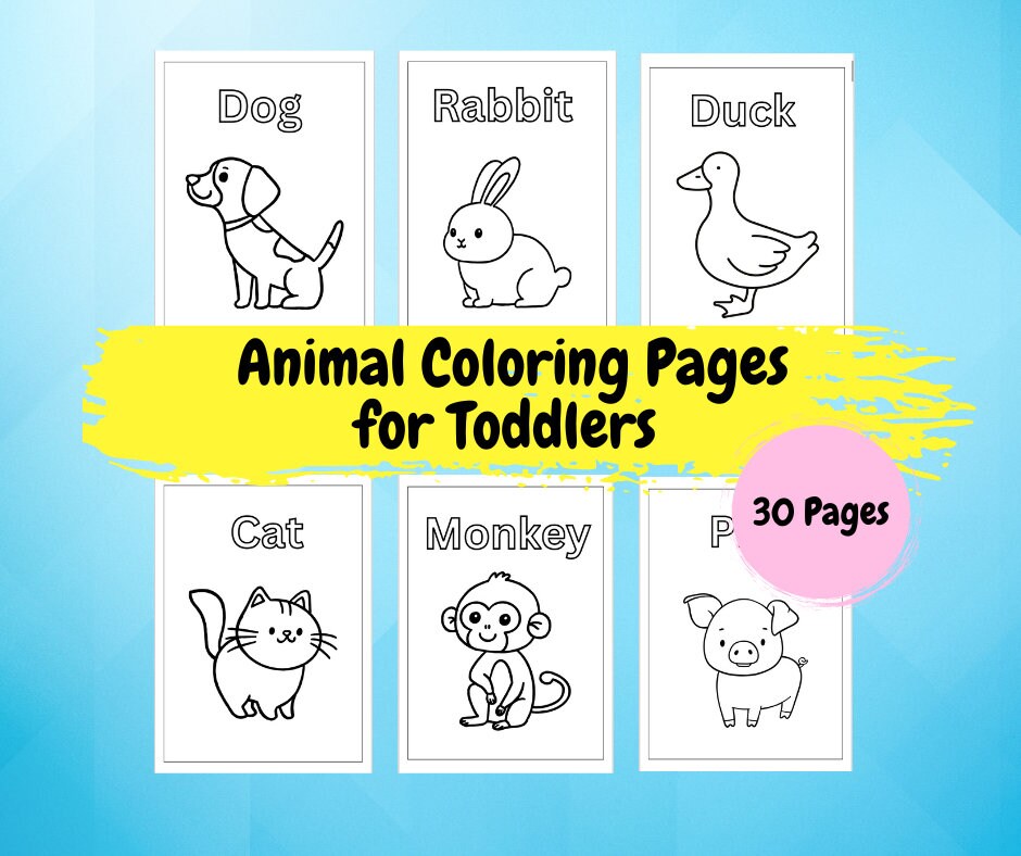 Simple Animal Colouring Pages for Kids, Toddlers and Preschoolers 30 ...