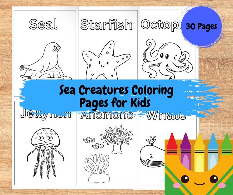 Sea Creatures Colouring Pages for Kids, Toddlers and Preschoolers (30 ...