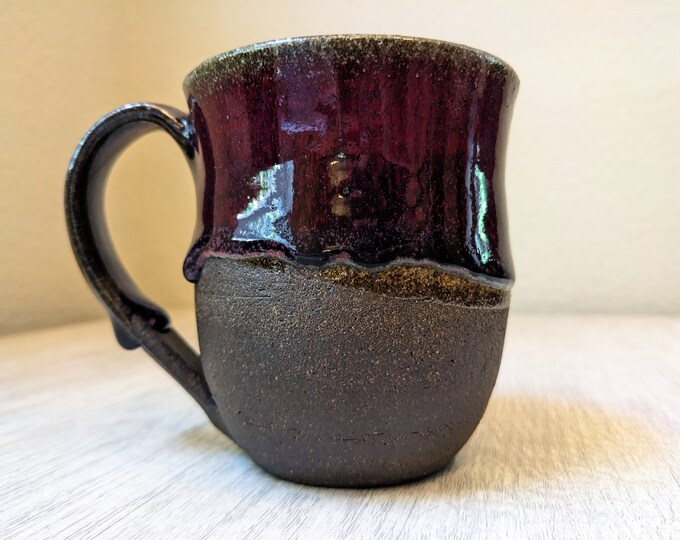 Handmade Mug With Handle, Dark Purple Red Mug, 12 Oz Mug, Dripping ...