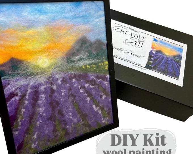 DIY Wool Painting Kit Lavender Dawn, Beginner Fiber Art Landscape Kit ...