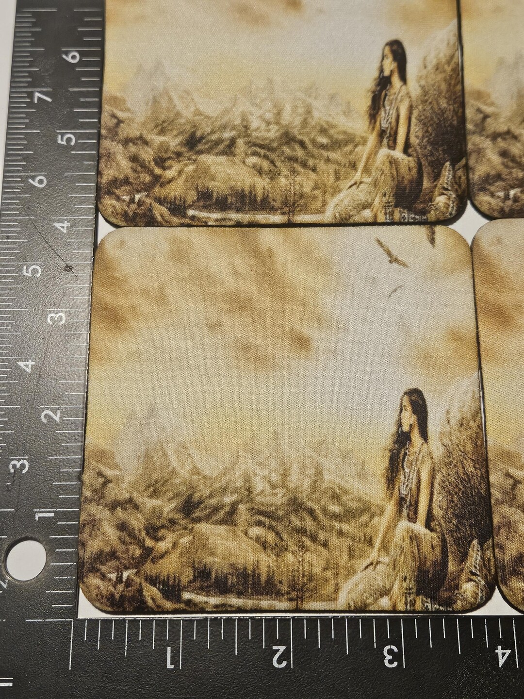 Native American Female in Nature - Set of 4 Square Soft Neopere-like ...