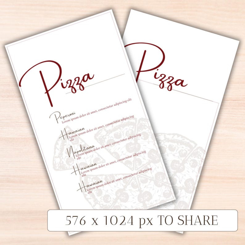 PIZZA MENU | Template Editable in Canva | US Letter Printable ...