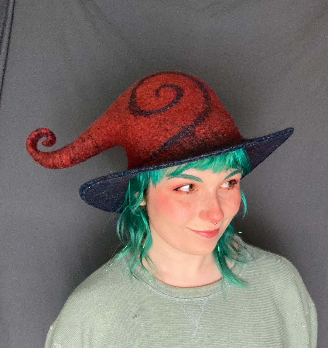 Nutmeg and Navy Spiral Wool Felt Wizard Hat *one of a Kind* *handmade ...