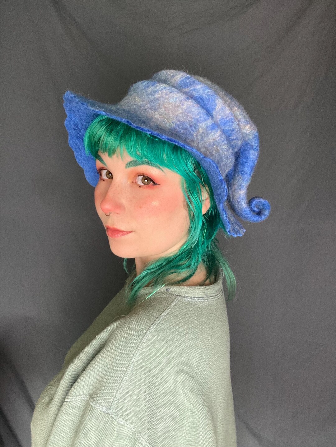 Blue Cloudy Sky Wool Felt Wizard Hat *one of a Kind* *handmade* - Etsy