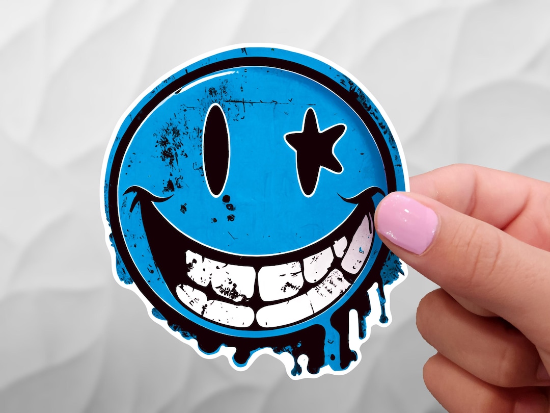 Dripping Smiley Face Sticker - Etsy