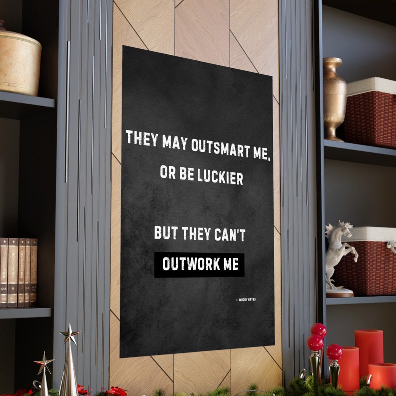 Sports Life Motivational Quote Poster Can't Outwork Me - Etsy