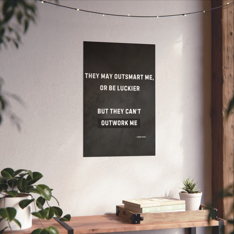 Sports Life Motivational Quote Poster Can't Outwork Me - Etsy