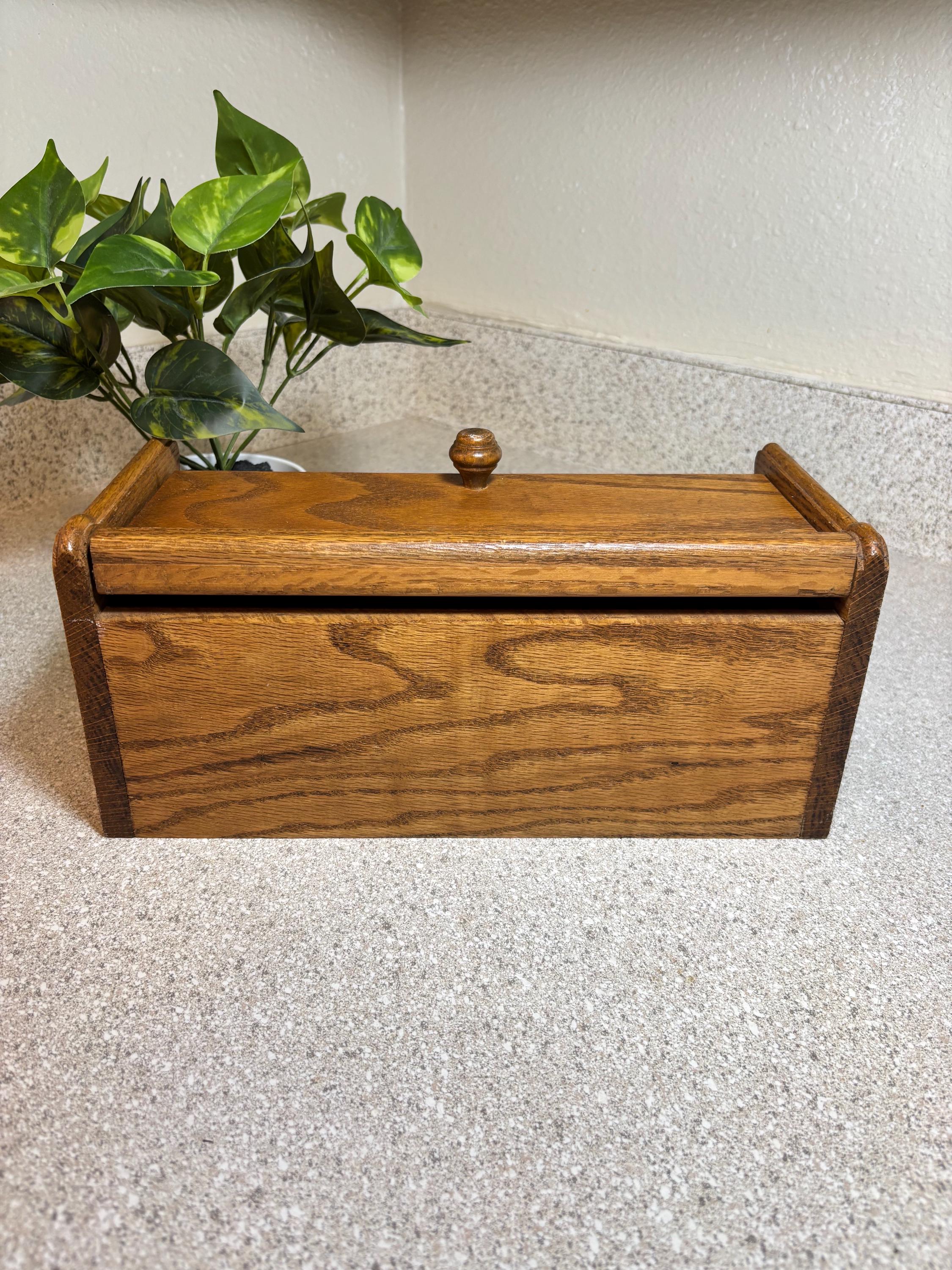 Vintage Solid Wood Double Recipe Box With Hinged Lid & Recipe Card Slot ...