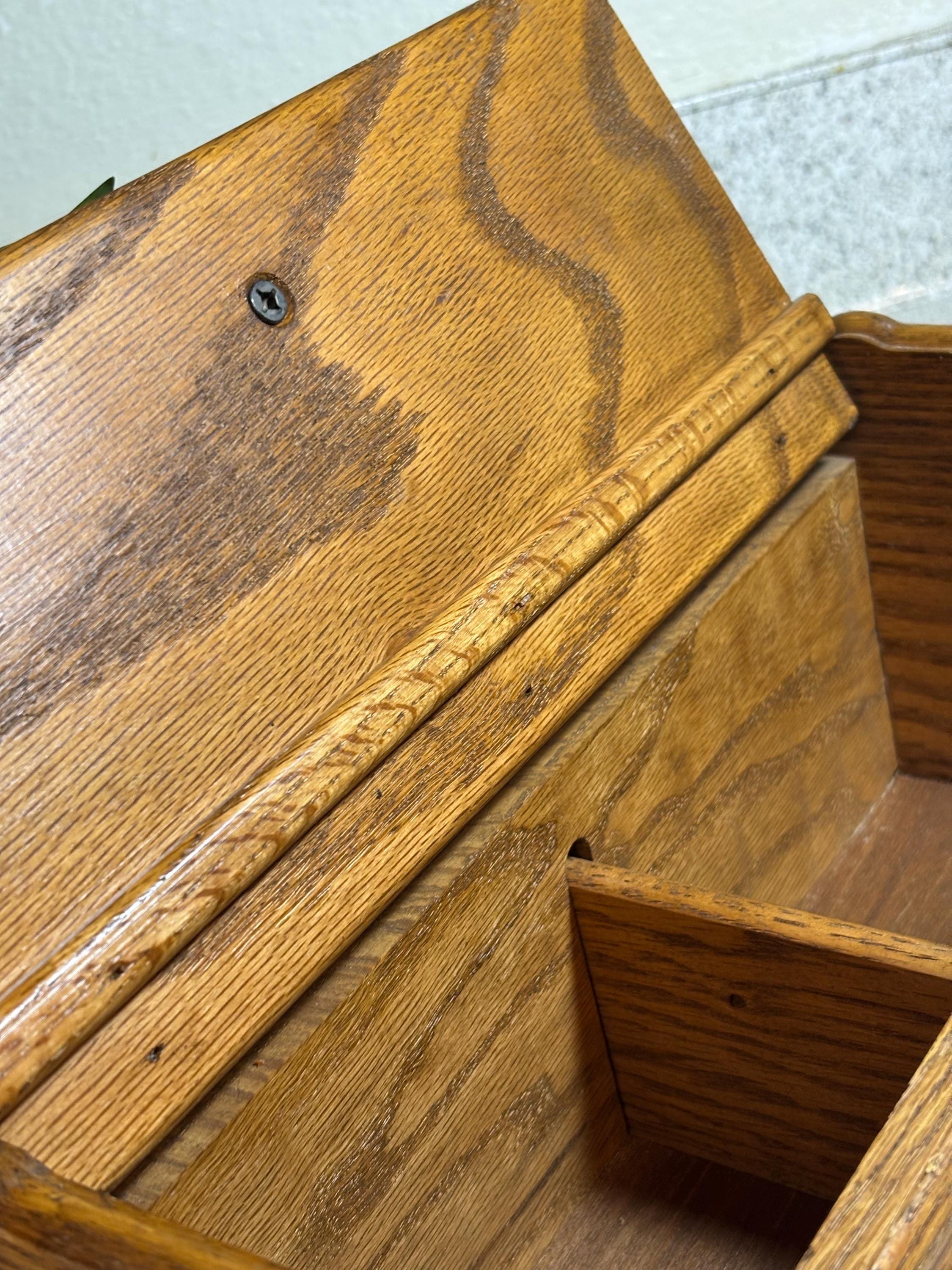 Vintage Solid Wood Double Recipe Box With Hinged Lid & Recipe Card Slot ...