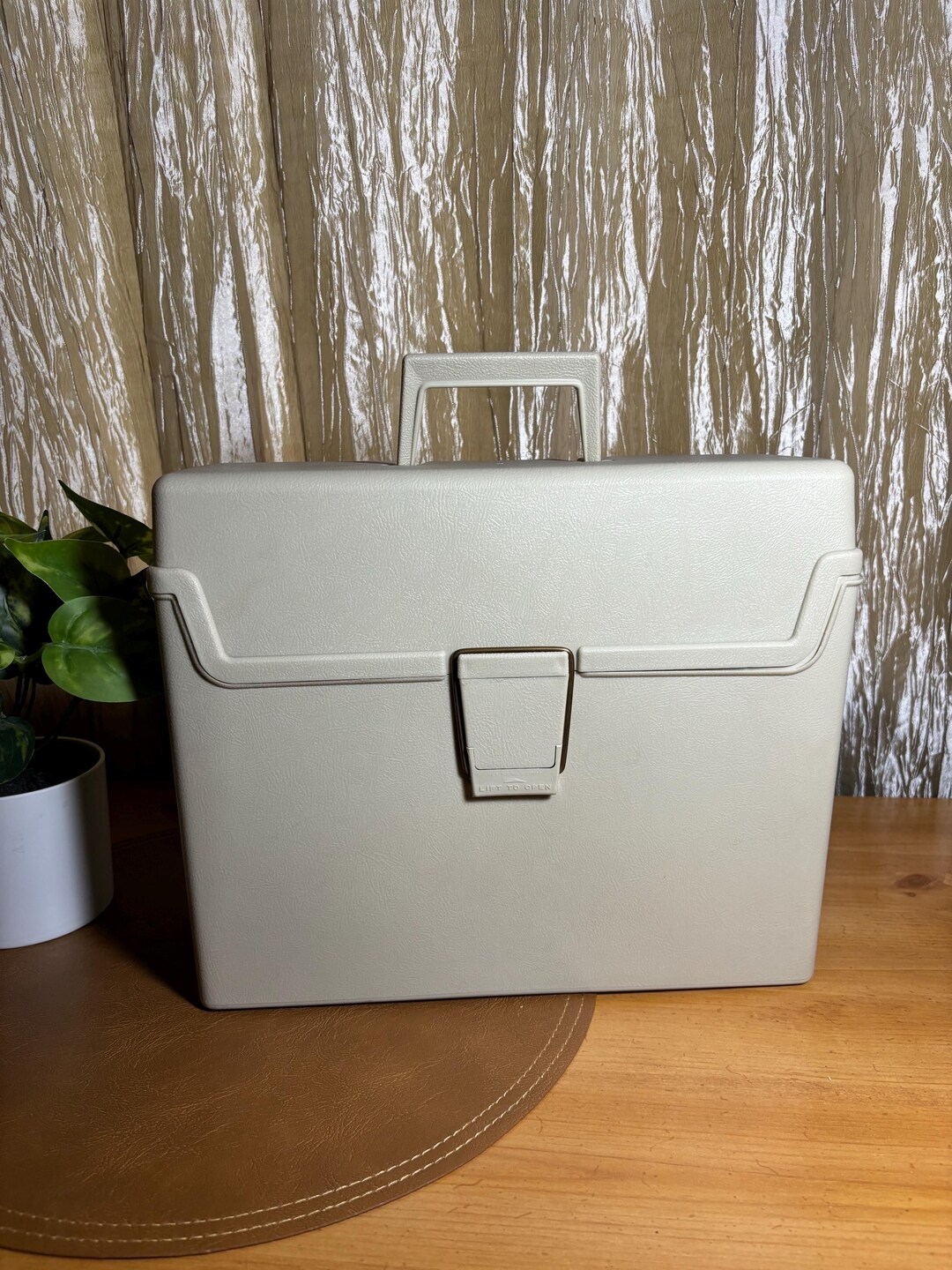 Vintage Plastic Letter File Folder Box With Handle Almond Beige 1972 ...
