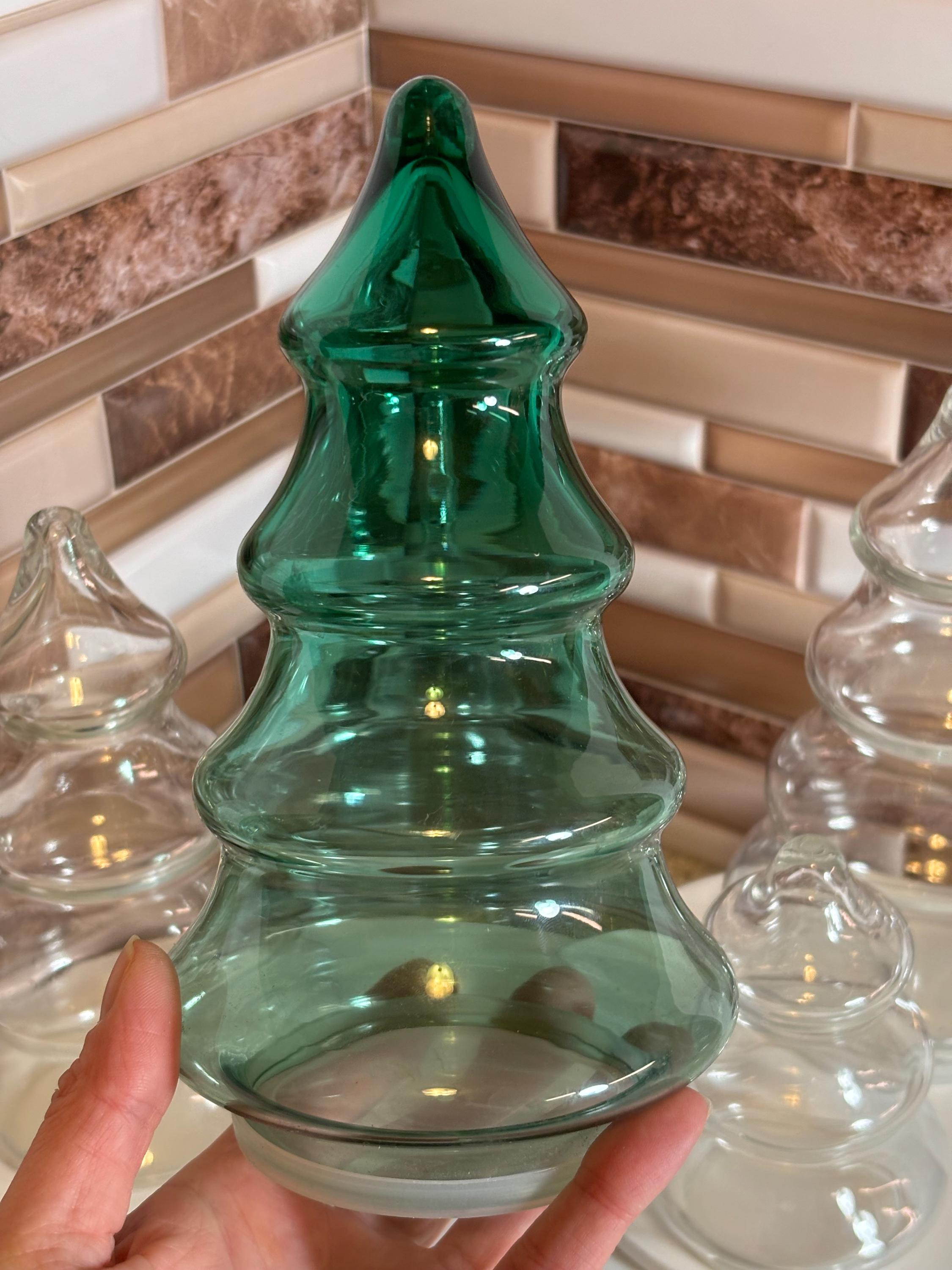 Vintage Christmas Tree Candy Jars With Lids Libbey Crystal Creations ...
