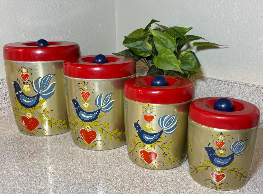 Vintage Canister Set West Bend Metal Container Set With Lids Hand ...