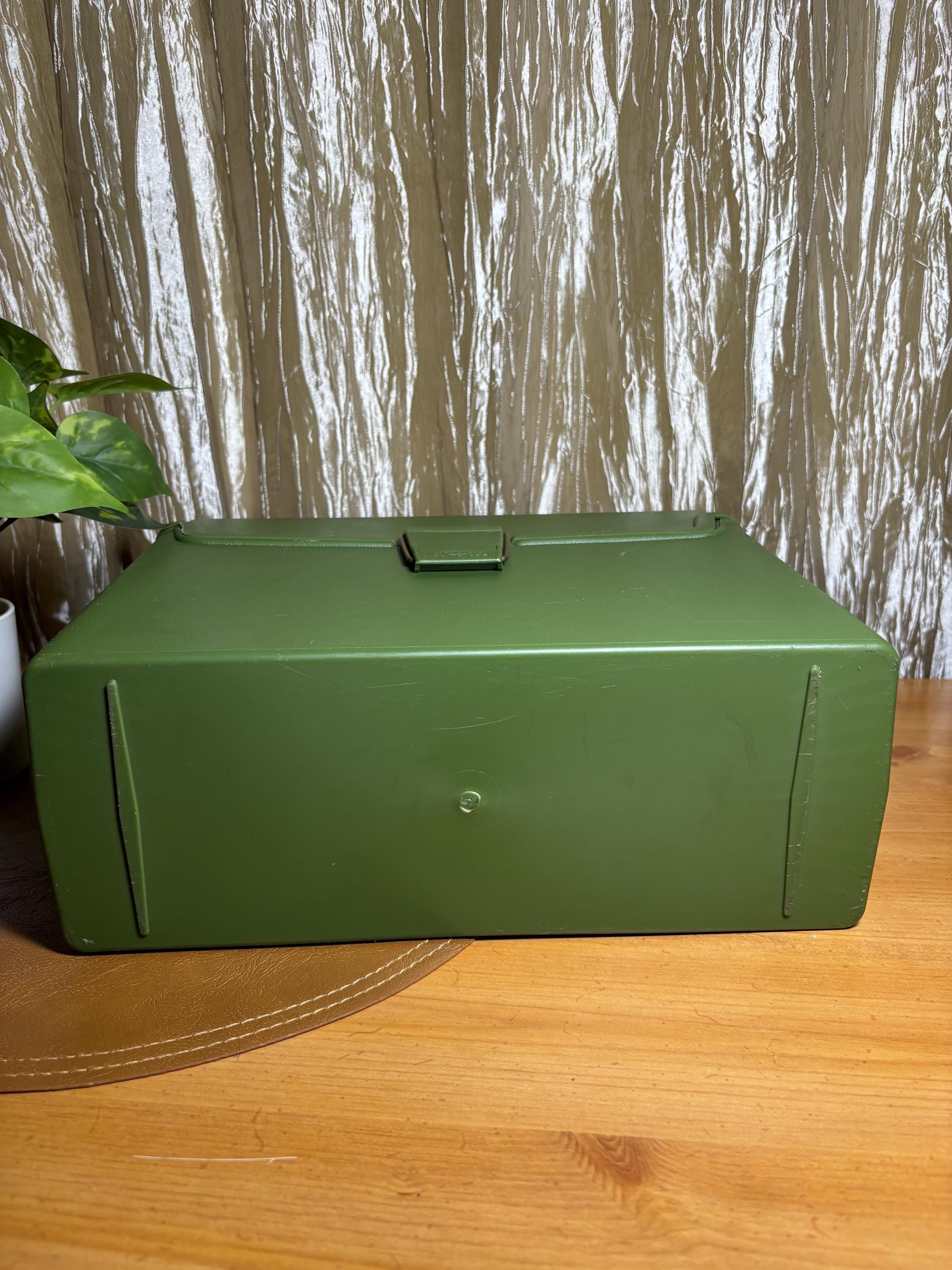 Vintage Plastic Letter File Folder Box With Handle Dark Green 1972 ...