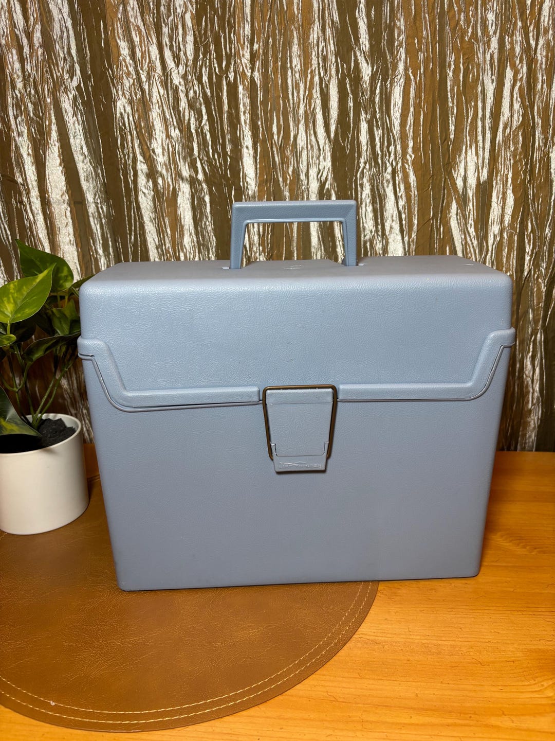Vintage Plastic Letter File Folder Box With Handle Light Blue 1972 ...