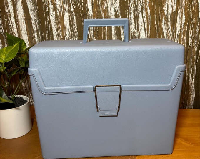 Vintage Plastic Letter File Folder Box With Handle Light Blue 1972 ...