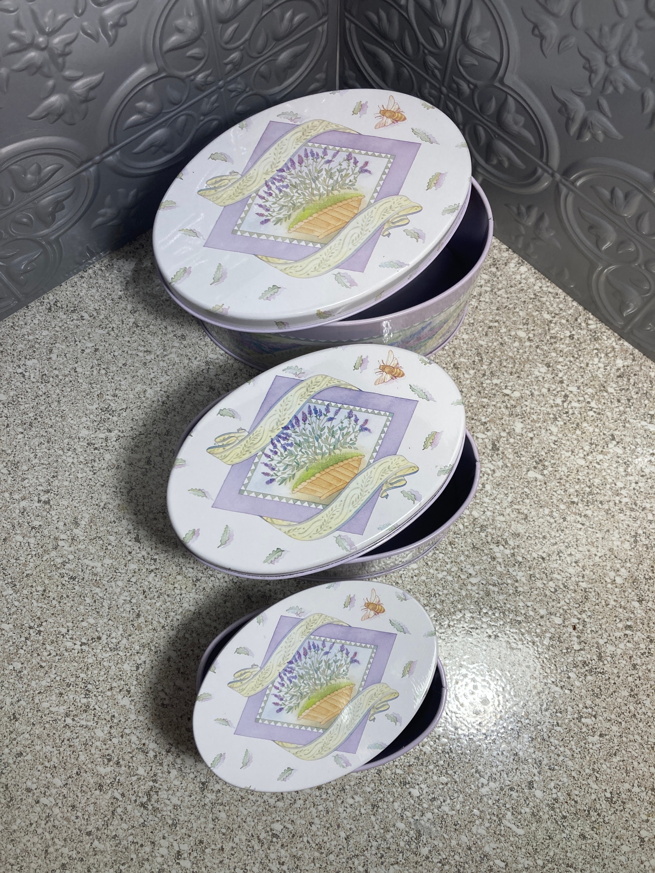 Vintage Tins With Lids Solly’s Choice Brenda Walton Floral Lavender ...