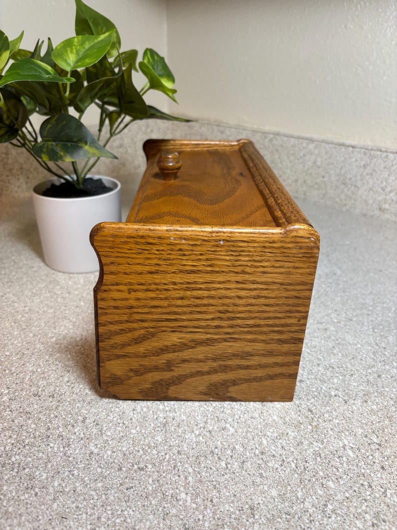 Vintage Solid Wood Double Recipe Box With Hinged Lid & Recipe Card Slot ...