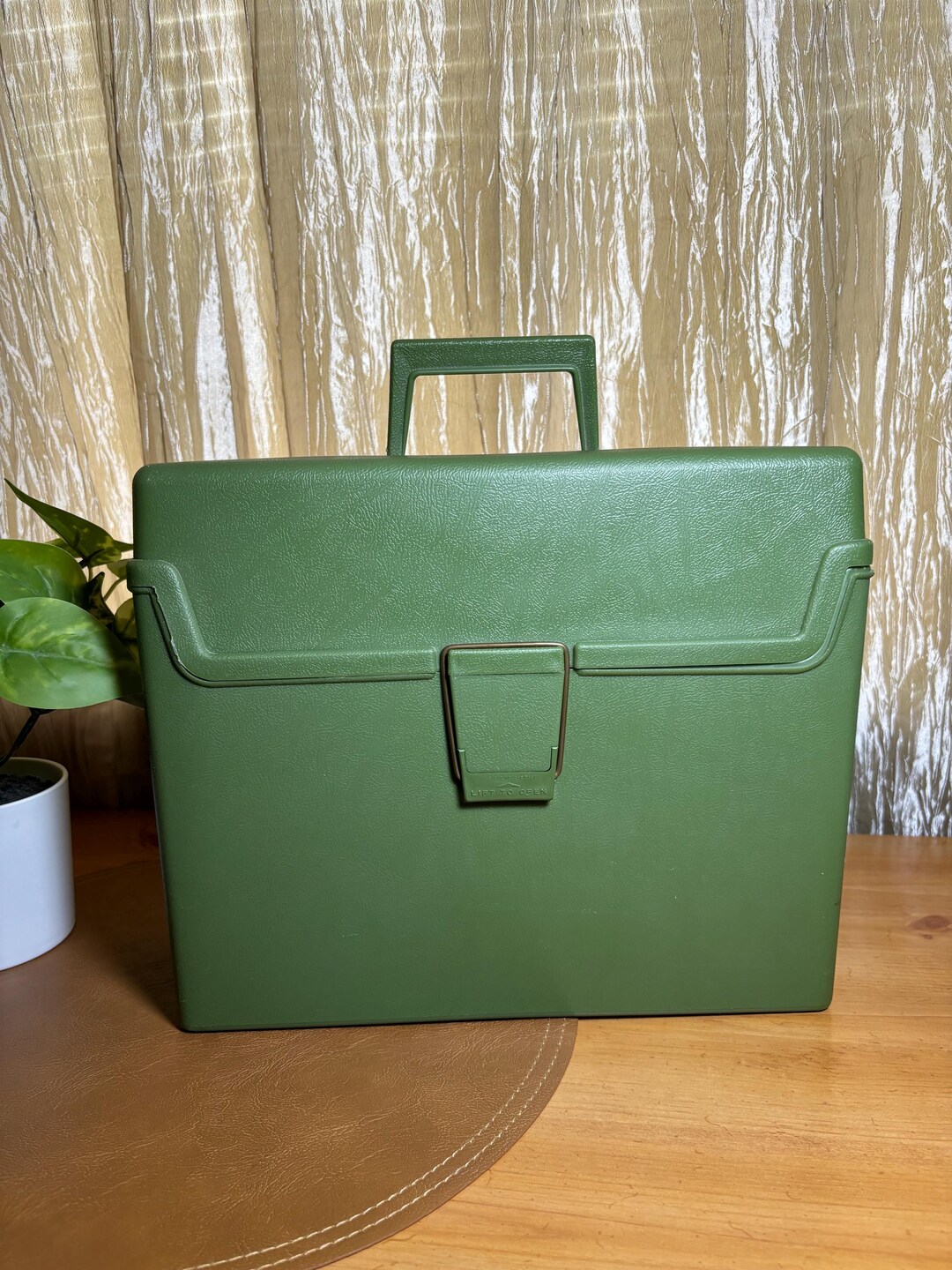 Vintage Plastic Letter File Folder Box With Handle Dark Green 1972 ...