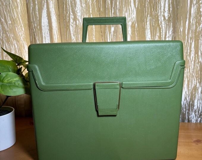 Vintage Plastic Letter File Folder Box With Handle Dark Green 1972 ...