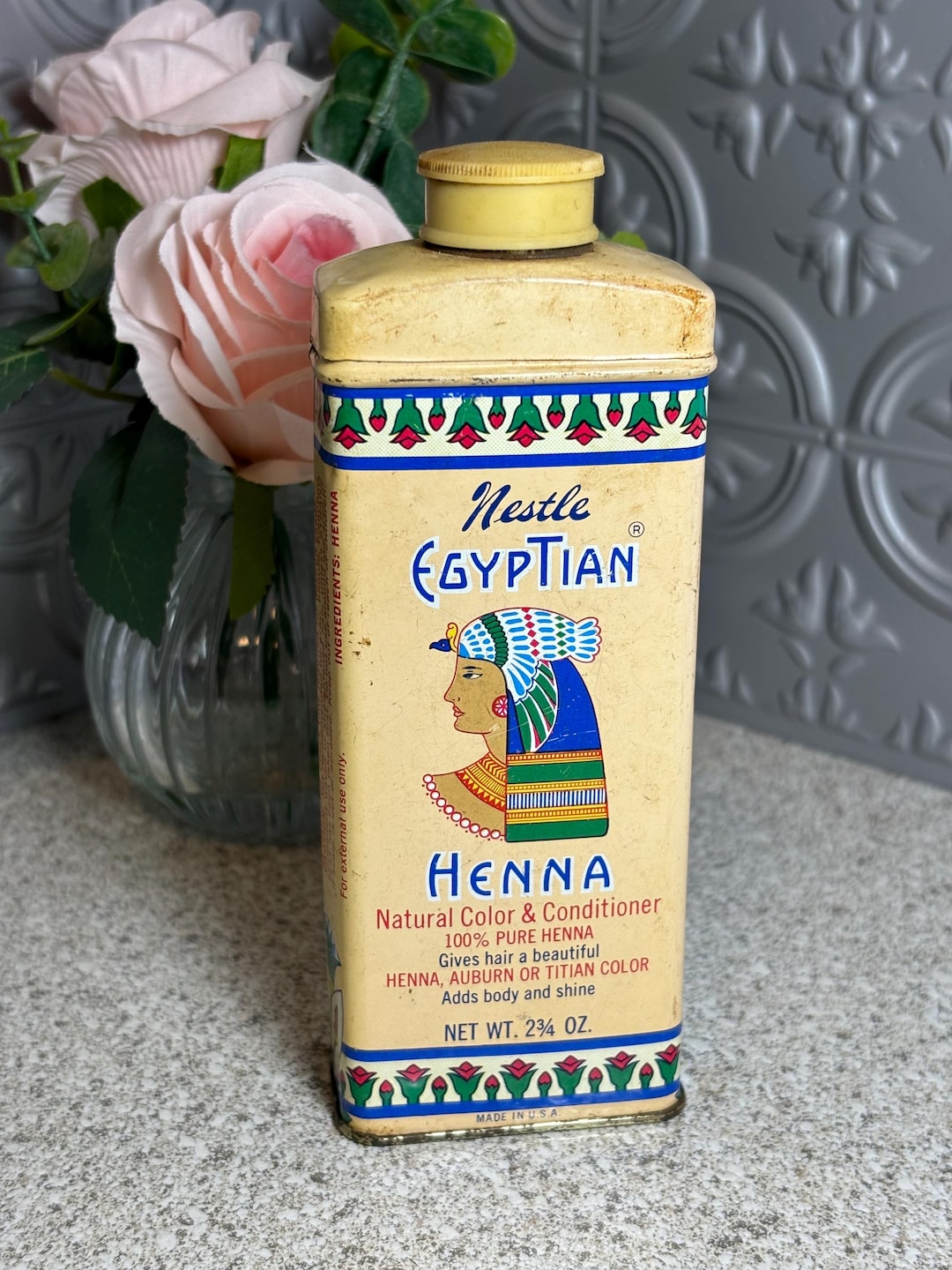 Vintage Nestle Egyptian Henna Tin Container 2 3/4oz Almost Full Vintage ...