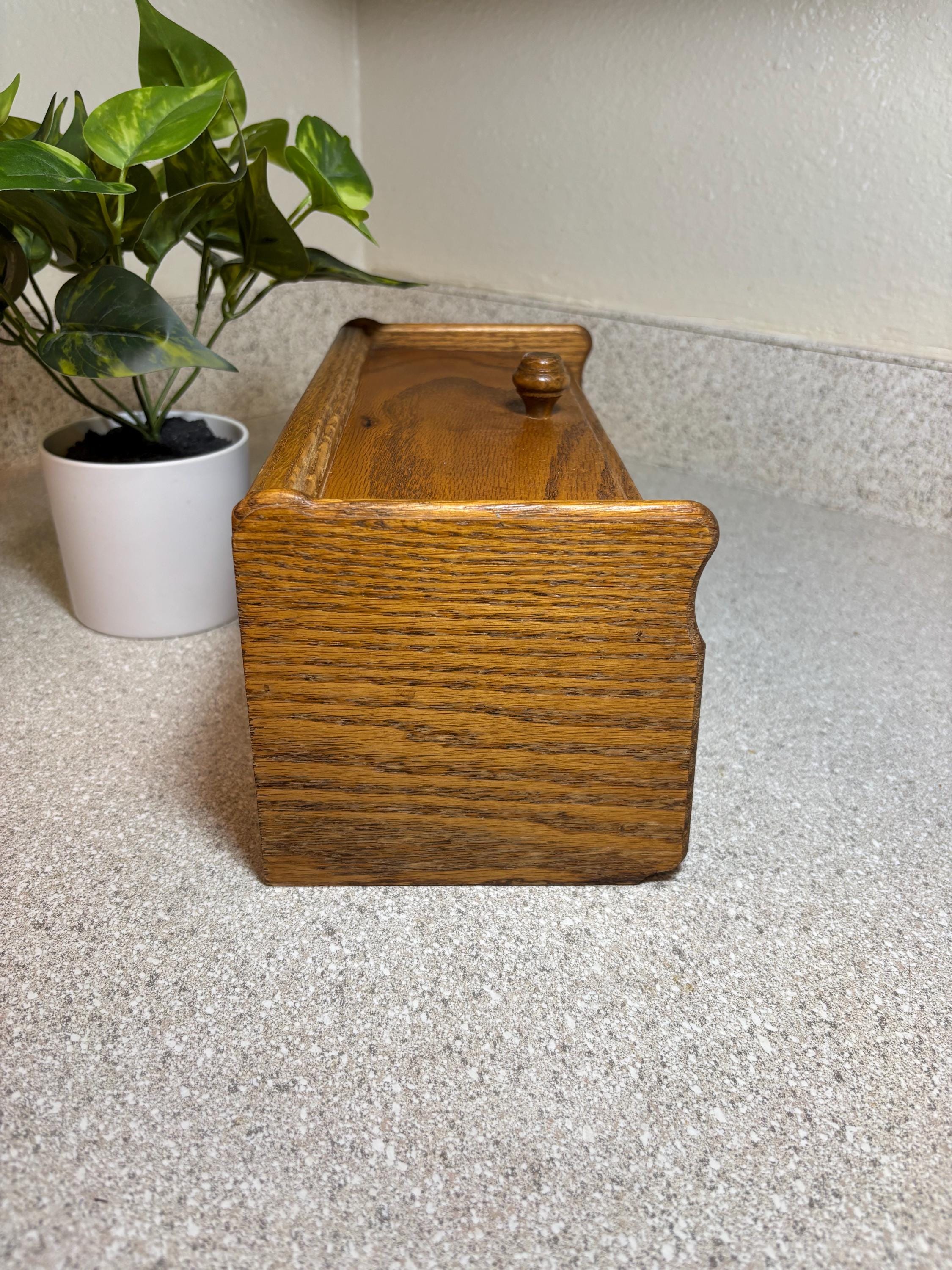 Vintage Solid Wood Double Recipe Box With Hinged Lid & Recipe Card Slot ...