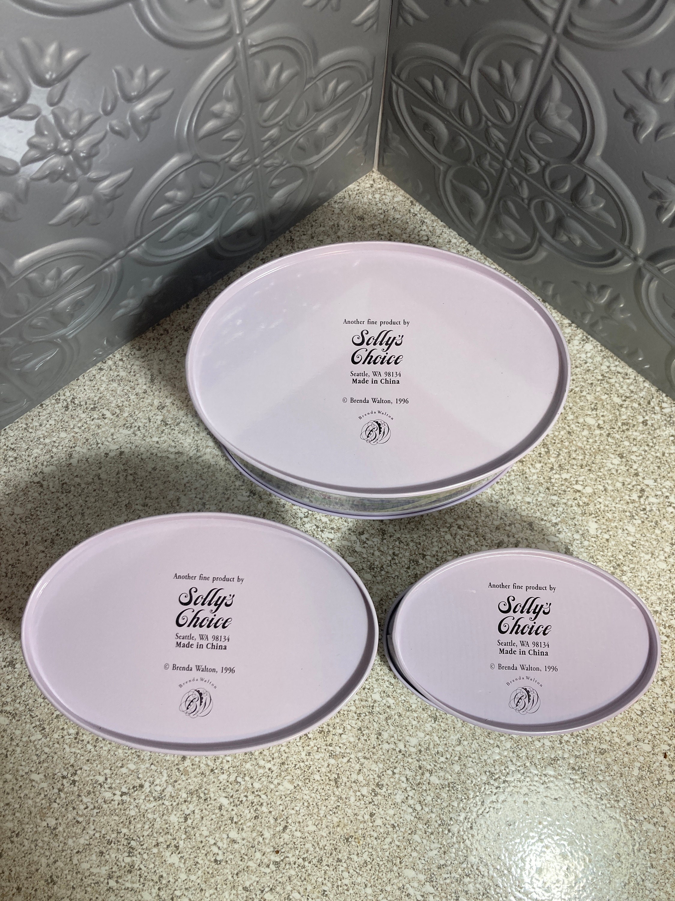 Vintage Tins With Lids Solly’s Choice Brenda Walton Floral Lavender ...