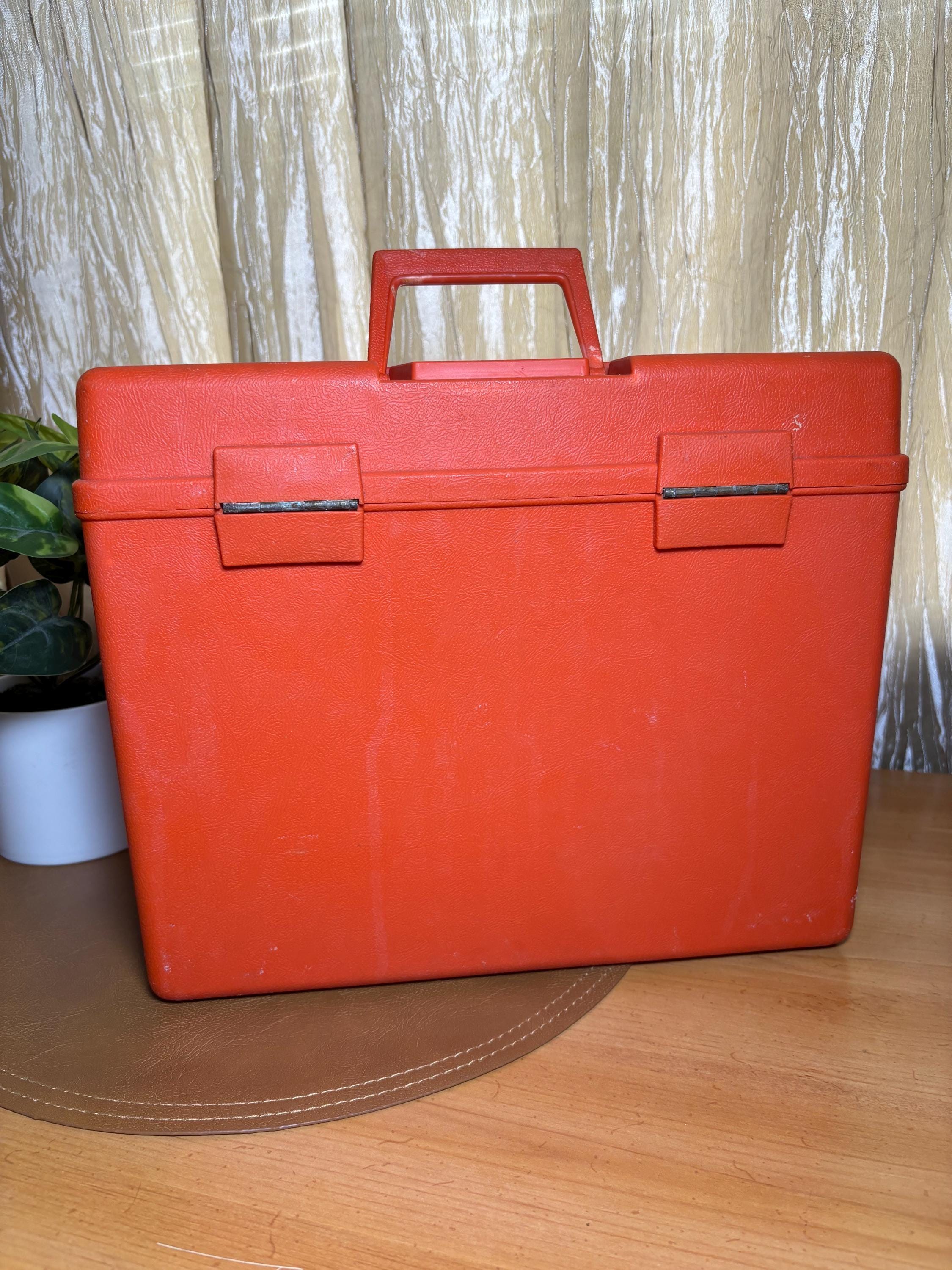 Vintage Plastic File Folder Box With Handle Bright Orange 1970s ...