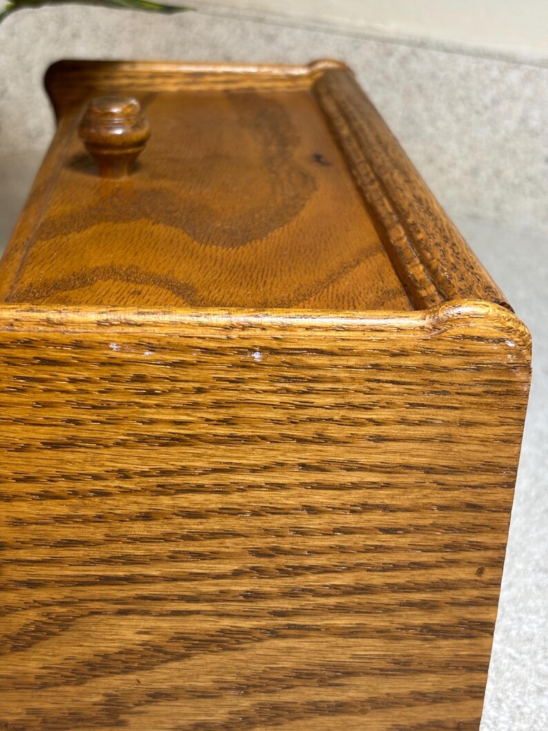 Vintage Solid Wood Double Recipe Box With Hinged Lid & Recipe Card Slot Large Two Row Wooden ...