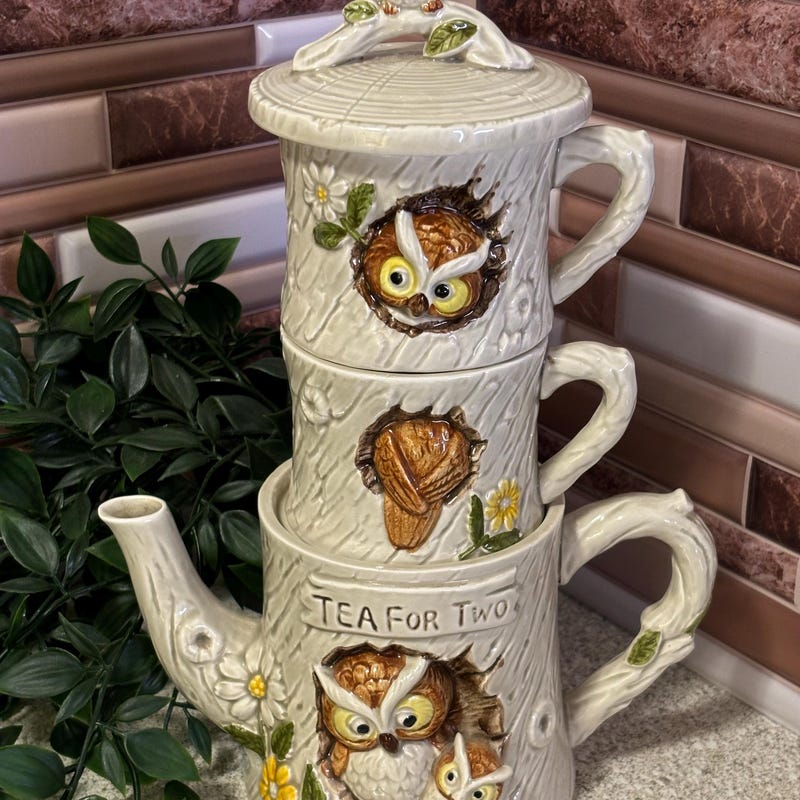 Owl Tea Pot and Cups - Etsy
