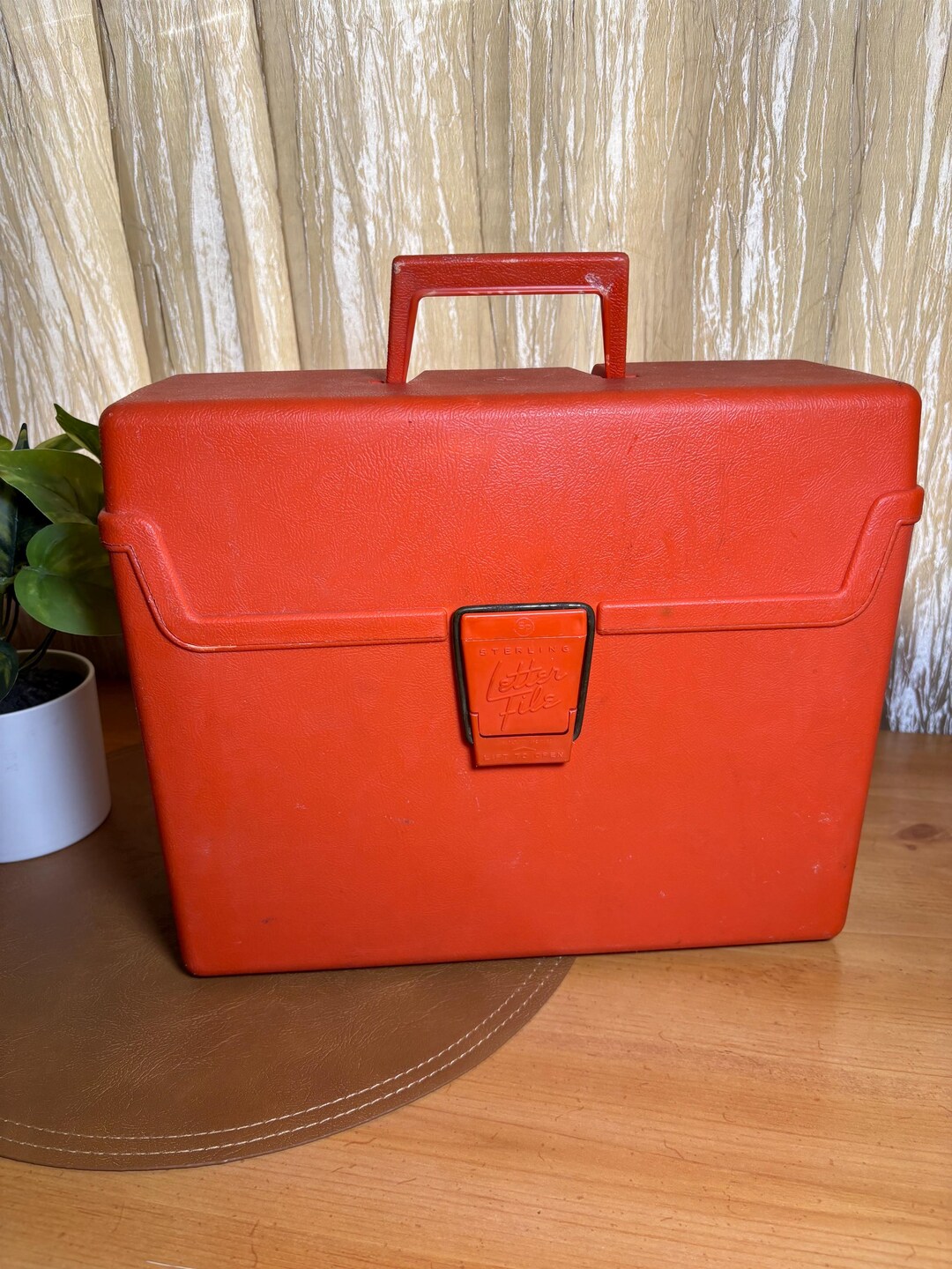 Vintage Plastic File Folder Box With Handle Bright Orange 1970s ...