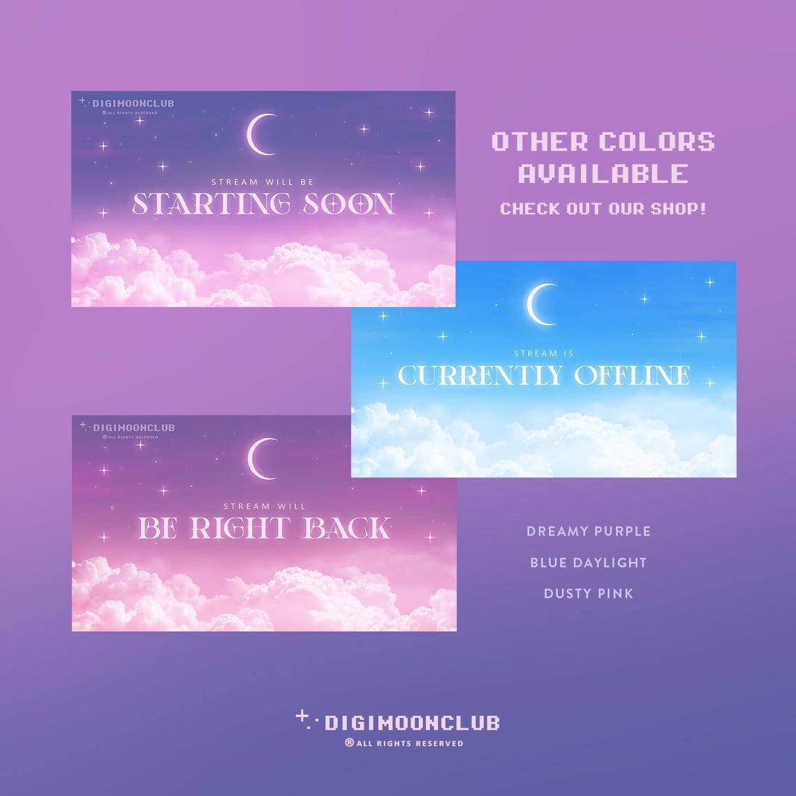 Magical Moonlight Sky Pack (PINK) – Twitch Stream Scenes Overlay ...