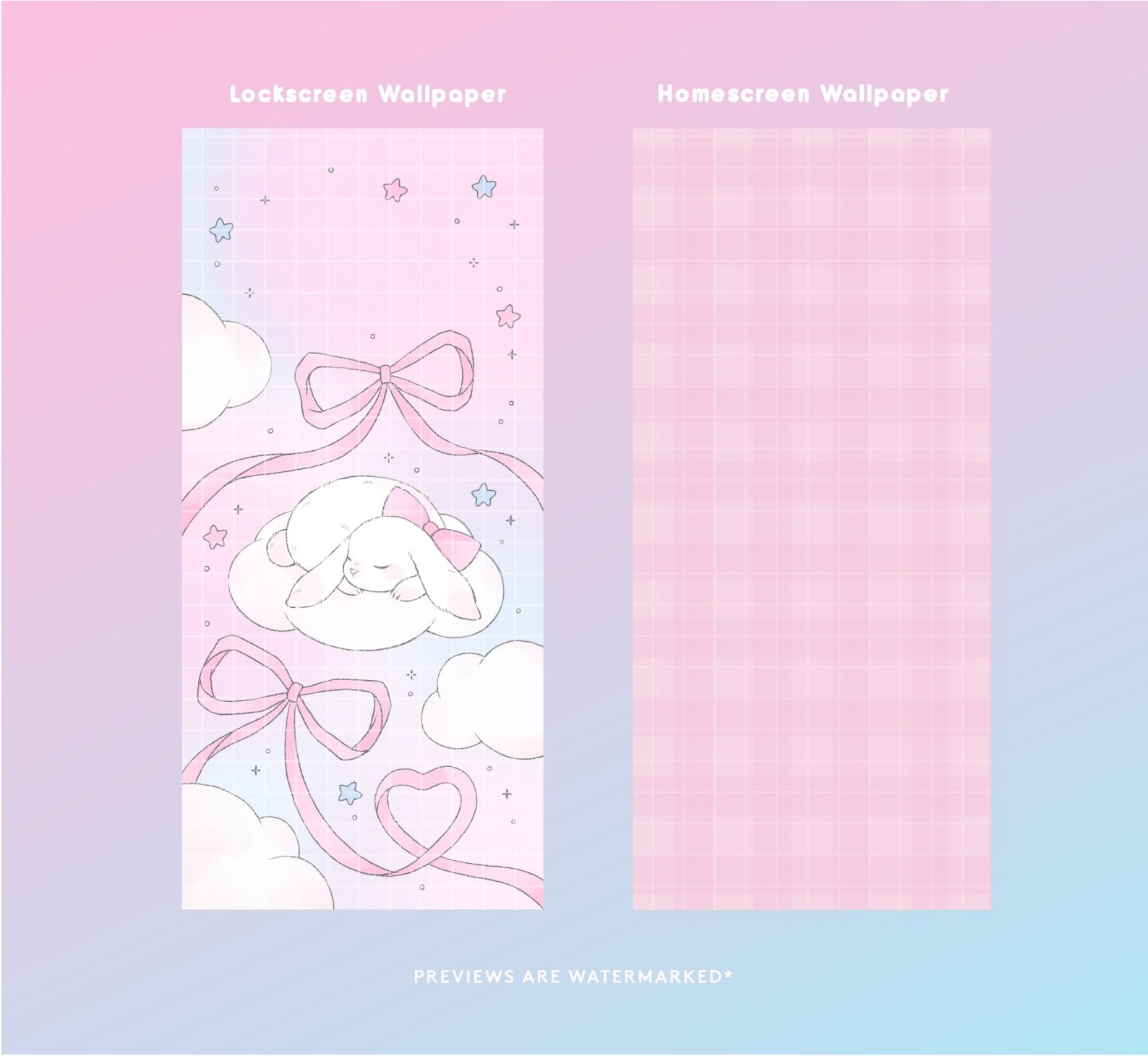 Dreamy Pink Coquette Bunny Lock Screen + Home Screen Wallpaper Set - Etsy