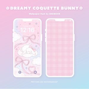 Dreamy Pink Coquette Bunny Lock Screen + Home Screen Wallpaper Set - Etsy