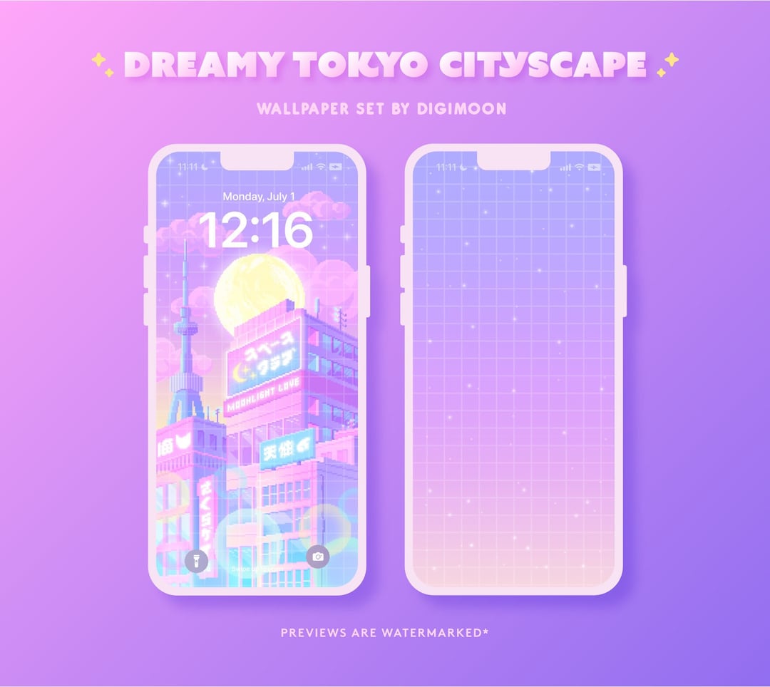 Dreamy Tokyo Cityscape Lock Screen + Home Screen Wallpaper Set - Etsy