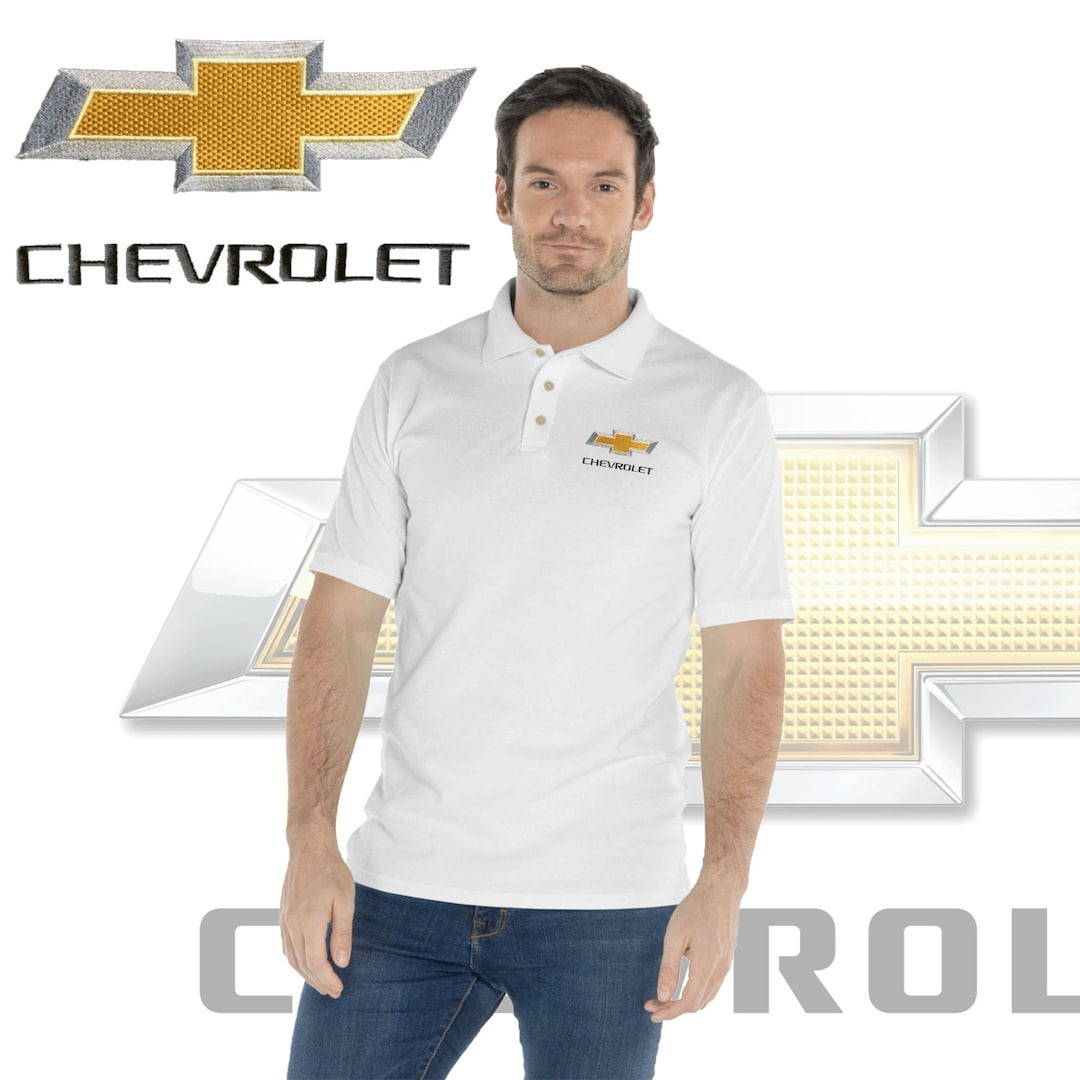 Polo Shirt Chevrolet Logo Short Sleeve Fitted Slim Fit Cotton Polyester ...