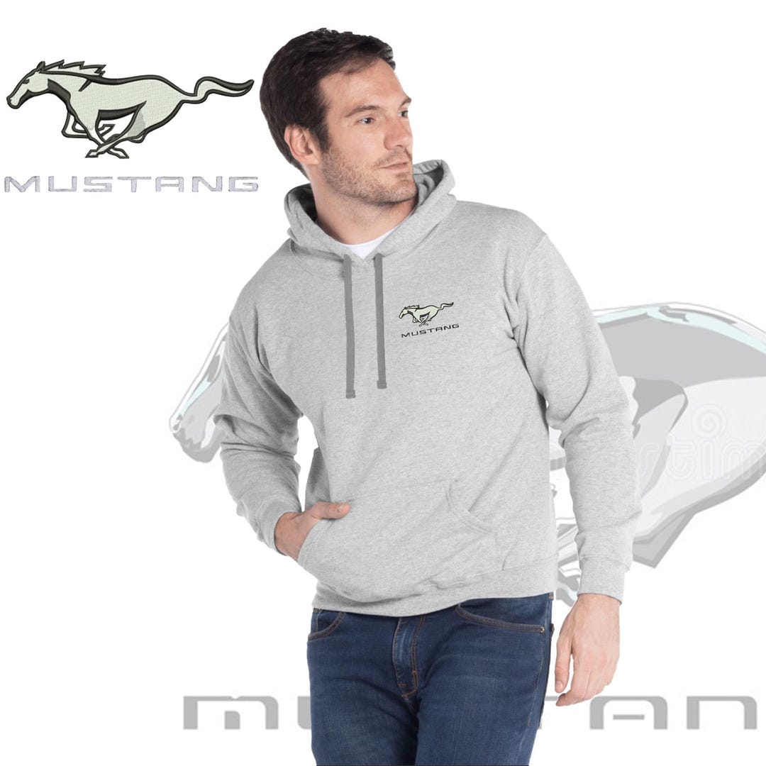 Sweatshirt Hoodie Mustang Logo With Pocket Pullover Cotton Polyester 50 ...