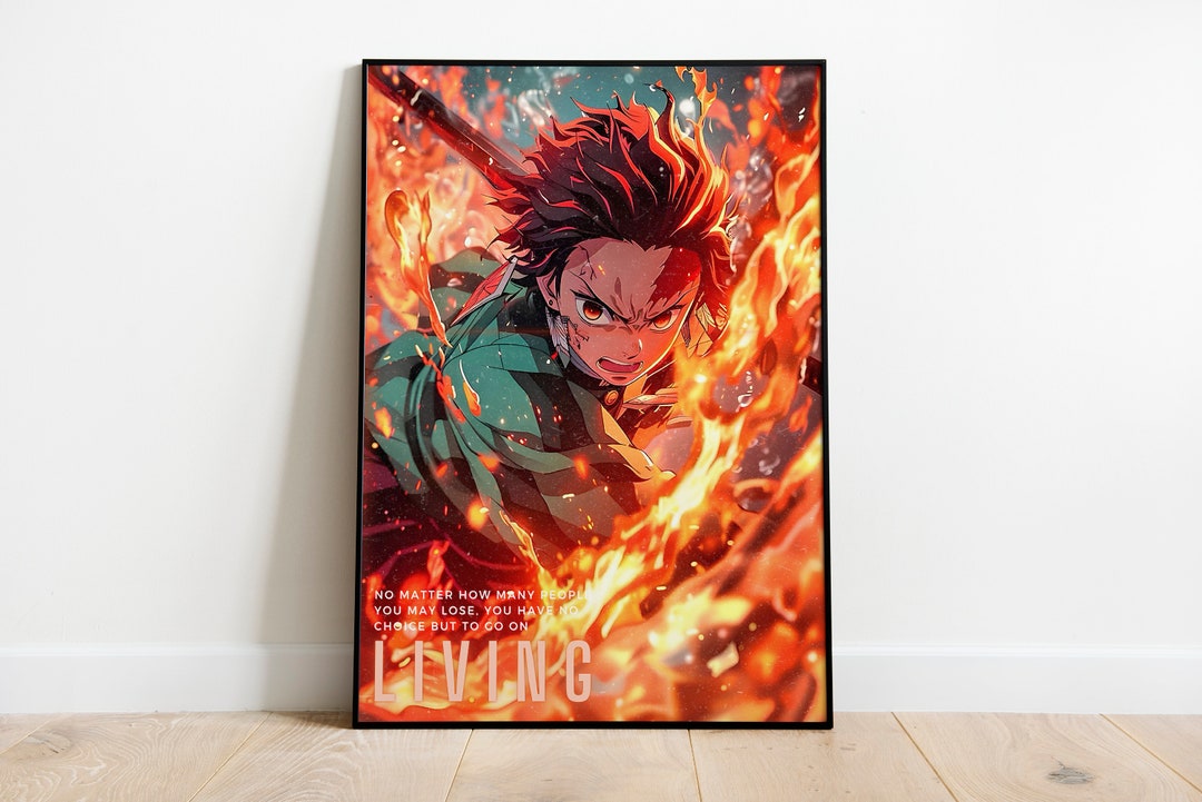 Tanjiro Demon Slayer Digital Poster, Anime Motivational Wall Art ...