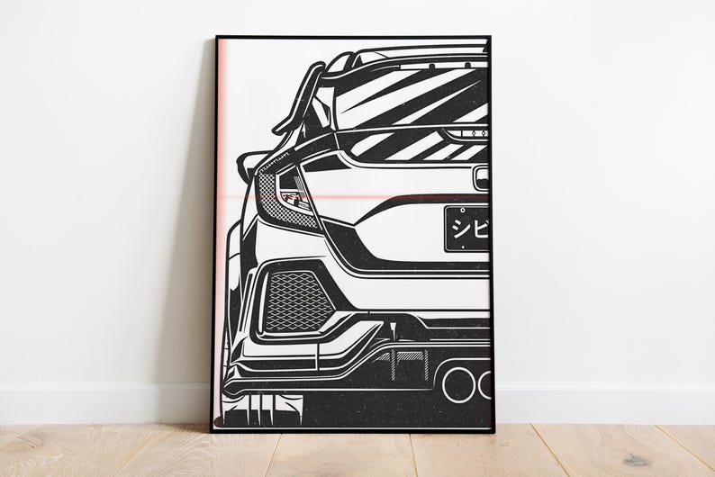 Honda Civic Type R , Car Wall Art, Car Enthusiast Gift, Automotive ...