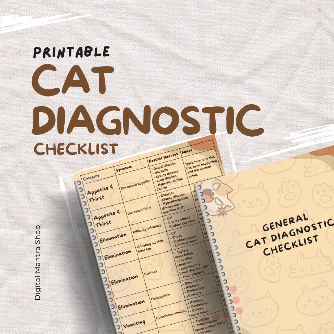 Cat Symptom Tracker & General Checklist: Health Monitoring Journal for ...
