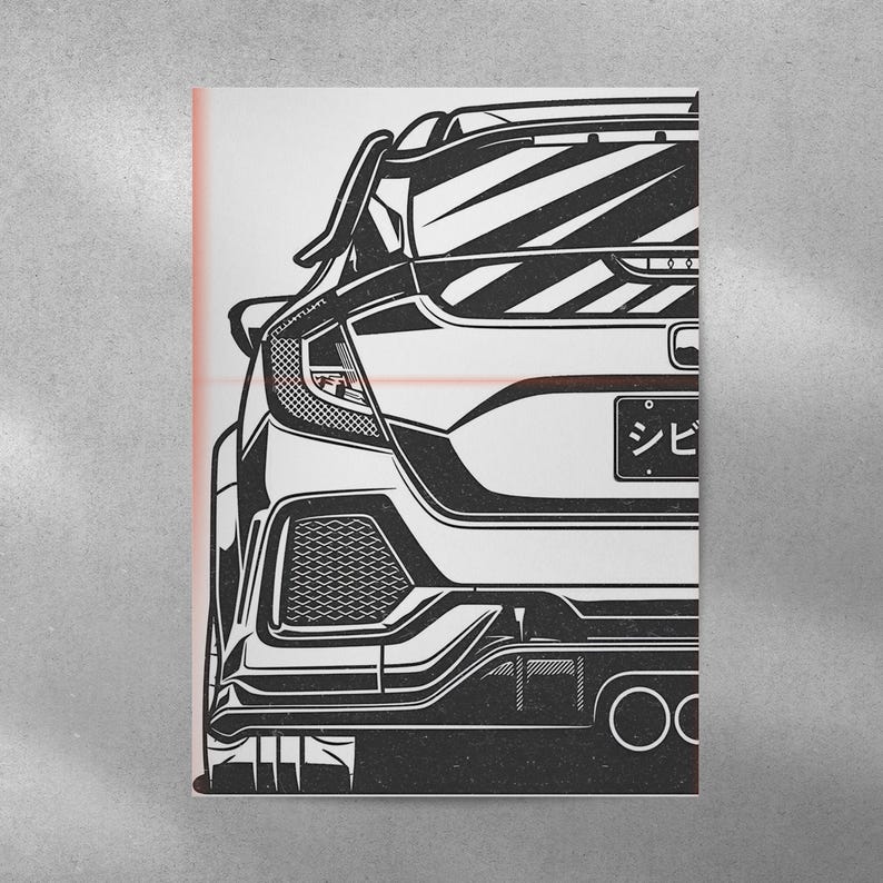 Honda Civic Type R , Car Wall Art, Car Enthusiast Gift, Automotive ...