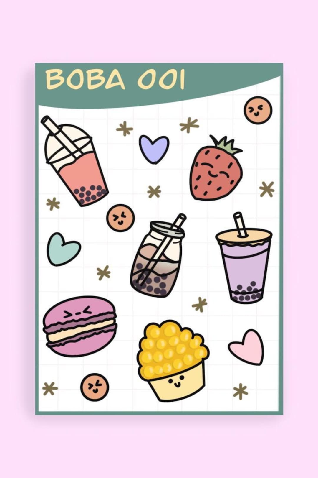 Cute Boba Sticker Sheet - Etsy