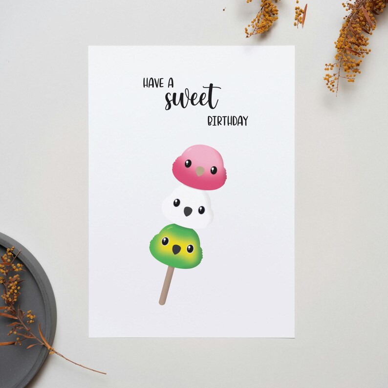 Have a Sweet Birthday Card | Kawaii Bird Dango | Handmade Card ...