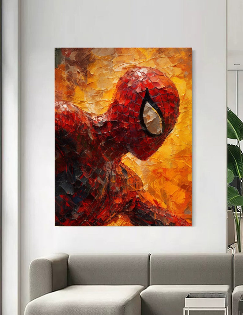 Spiderman Canvas Avengers Art Spiderman Wall Art Spider-man Portrait ...