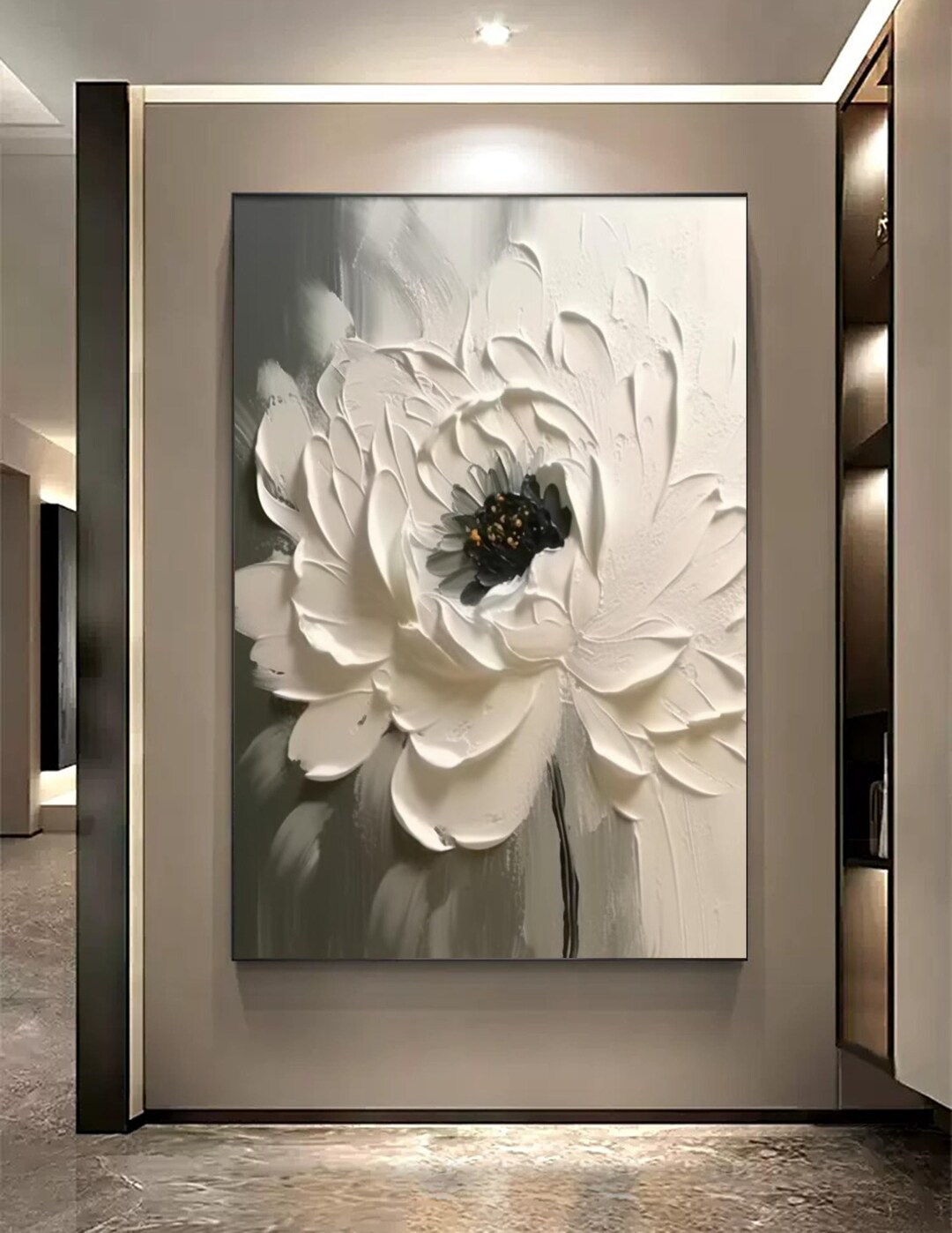 Original Acrylic Painting Heavy Textured Painting Large Abstract Flower ...