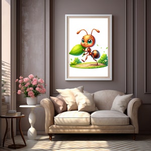 Ant Getting Lunch Printable Wall Art Cute Digital Art for Kids Room ...