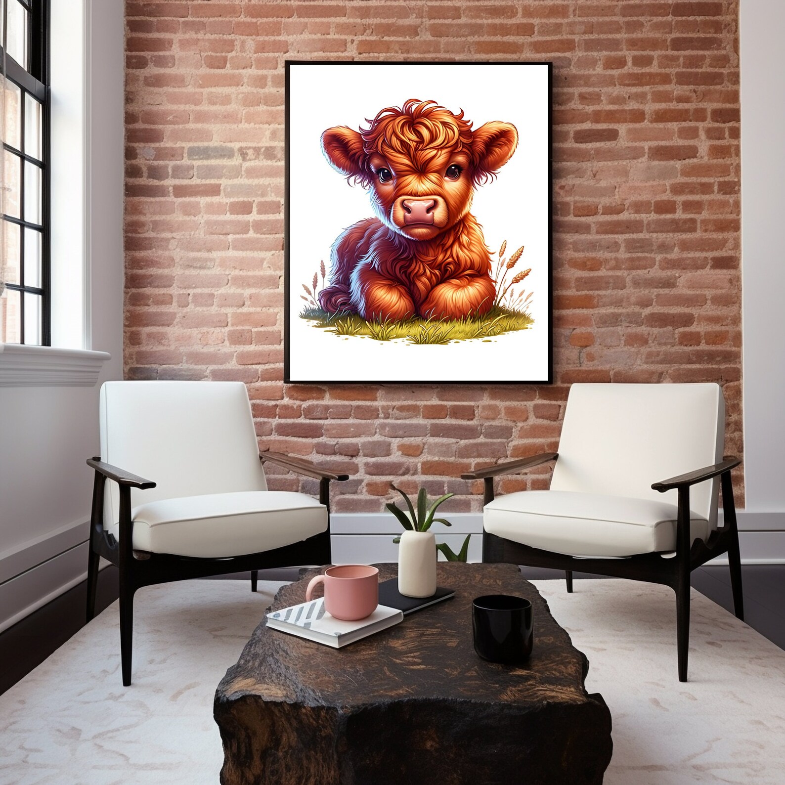 Highland Calf Printable Wall Art Cute Digital Art for Farmhouse Decor ...