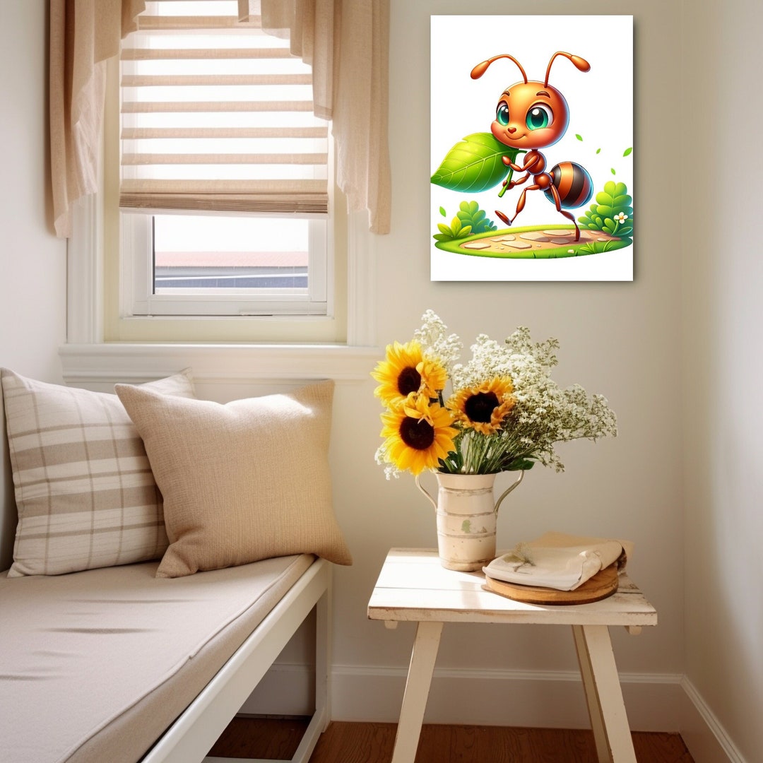 Ant Getting Lunch Printable Wall Art Cute Digital Art for Kids Room ...