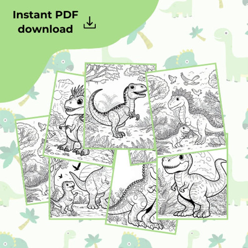 6 Dinosaur Coloring Pages Dinosaur Coloring Book Dinosaur Printables ...
